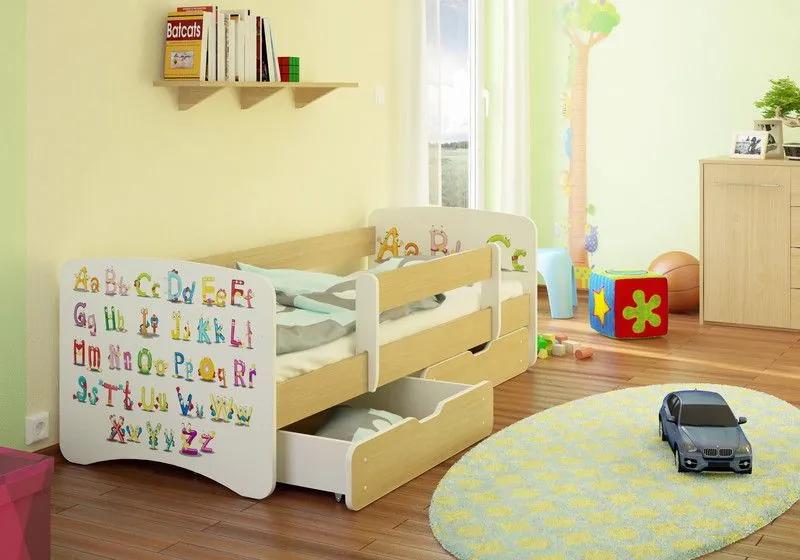 MAXMAX Dětská postel ABECEDA funny 180x80 cm - bez šuplíku