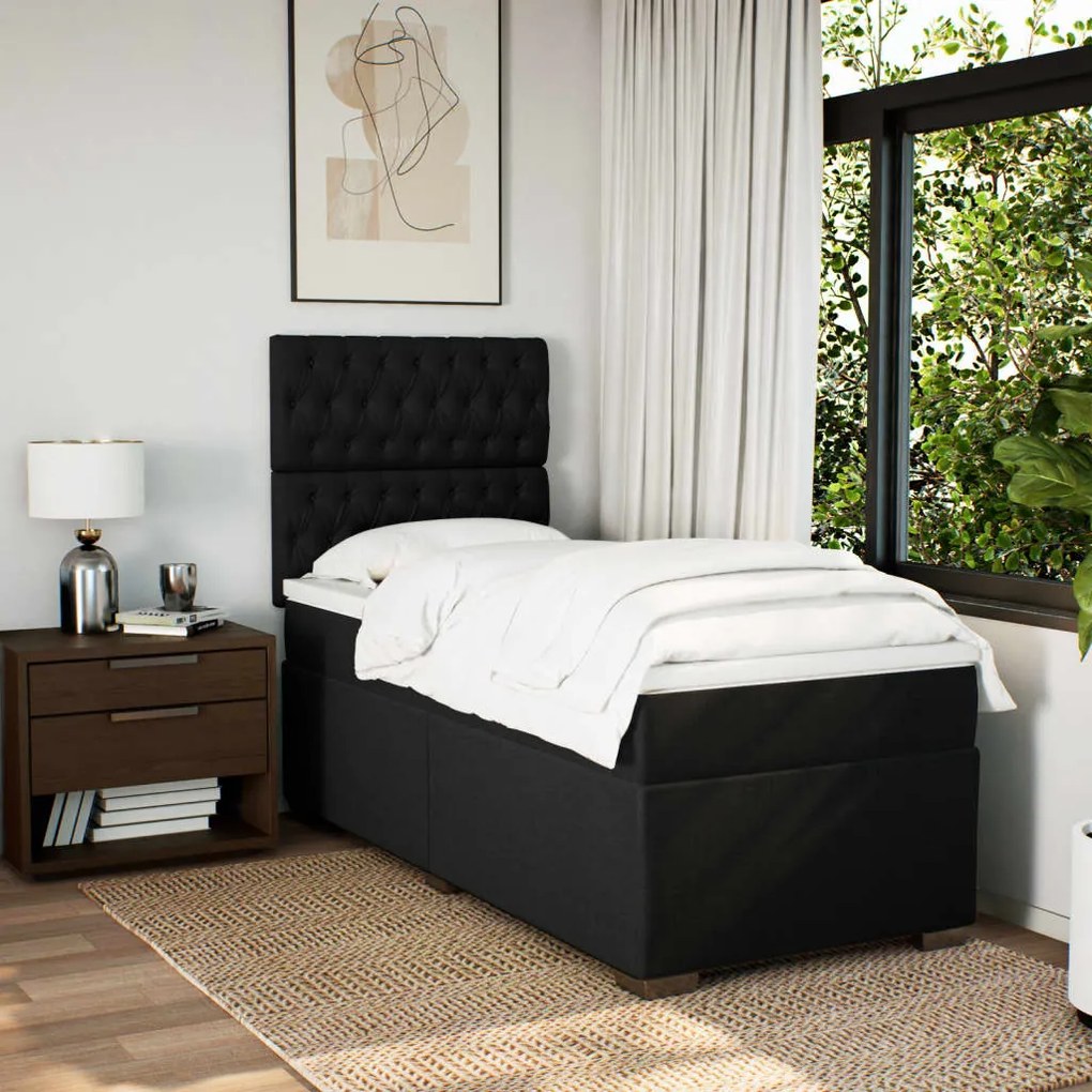 Box spring postel s matrací černá 80 x 200 cm textil 3292624