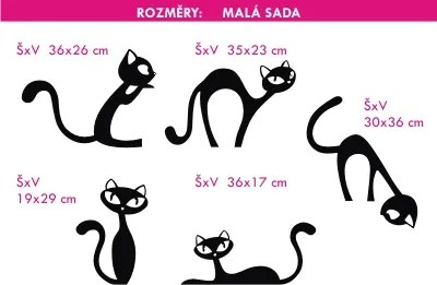 WALLVINIL Samolepky na zeď - Nezbedné kočky Barva: Vínová, Velikost: Velká sada