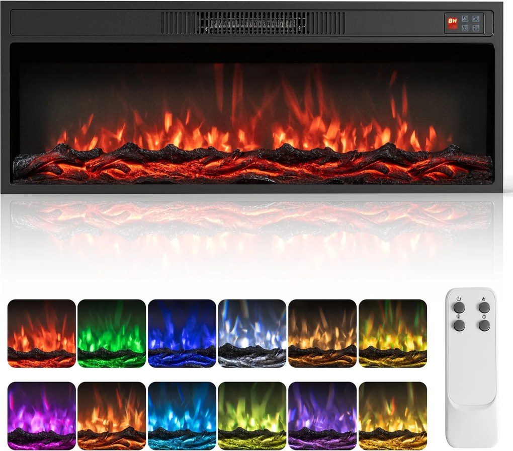 Costway Nástěnný elektrický krb 91 cm s termostatem, 750 W