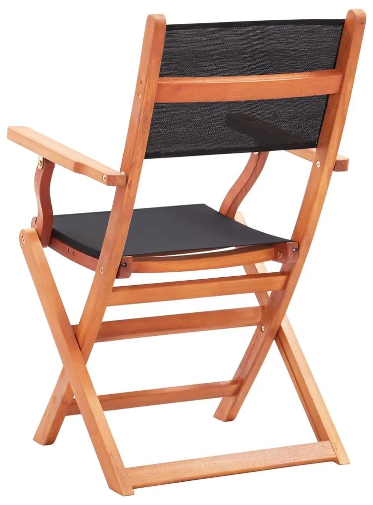 Skládací zahradní židle 4 ks černé masivní eukalyptus textilen - Default Title