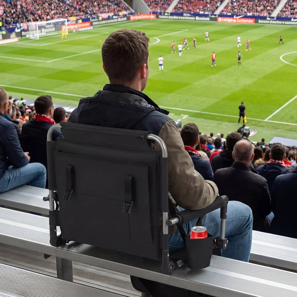 Costway Stadionové sedátko s opěradlem skládací bělicí křeslo s úložným – šedá