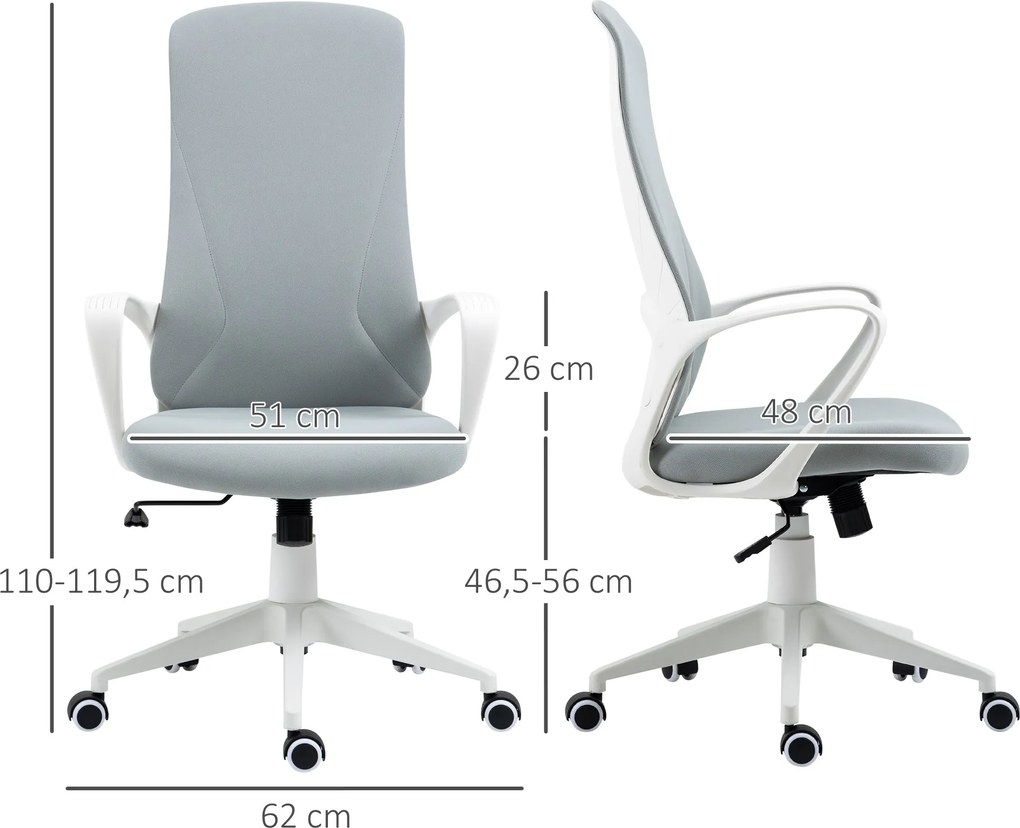 Kancelářská židle Vinsetto s funkcí naklápění, výškově nastavitelná, ergonomická počítačová židle, otočná PC židle pro domácí kancelář, pružná látka,…