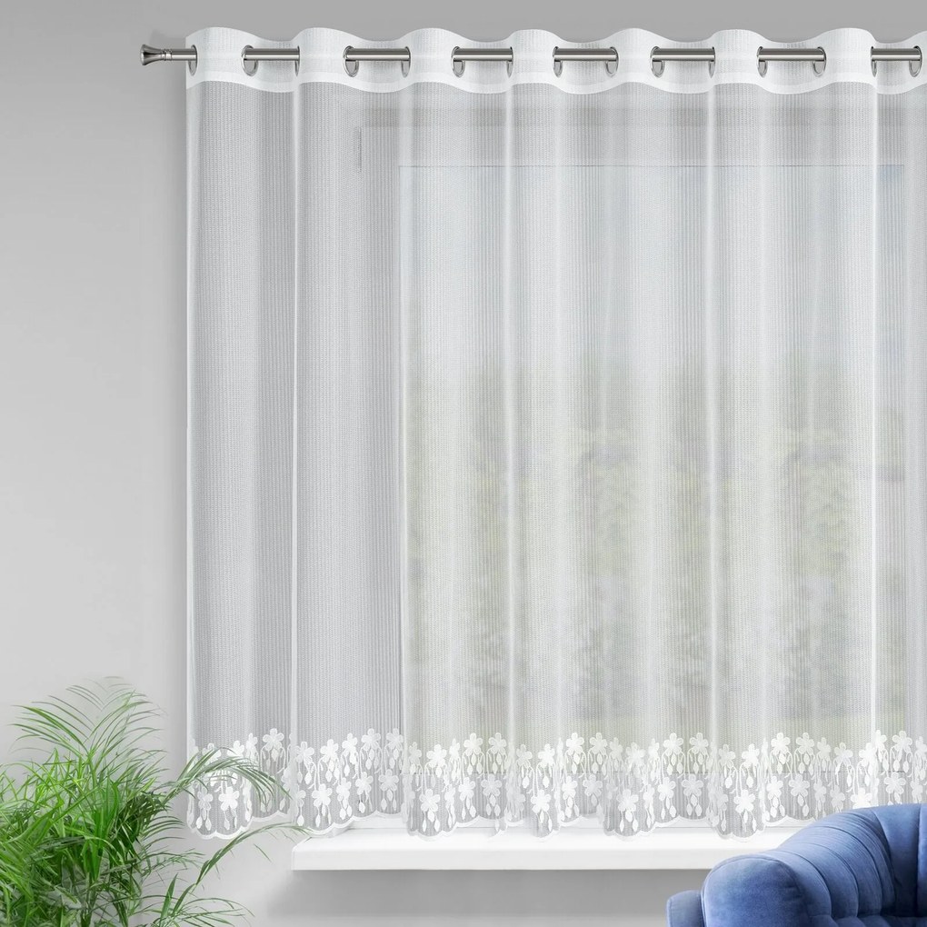 ZÁCLONA NA KROUŽCÍCH SADIE 300X150 CM BÍLÁ