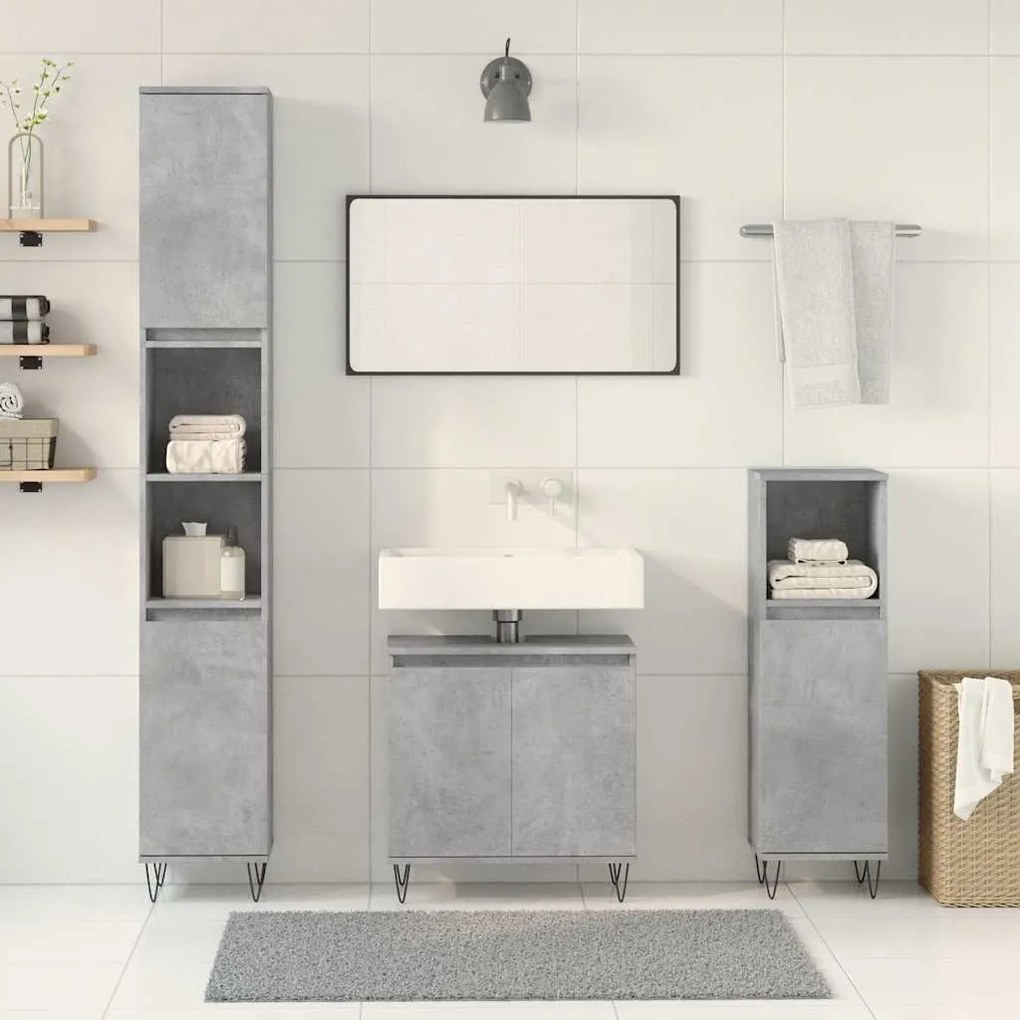 3dílný set koupelnového nábytku betonově šedý kompozitní dřevo 3324953