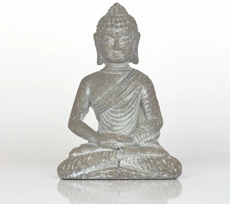 Soška Buddha ruce v klíně beton 14cm