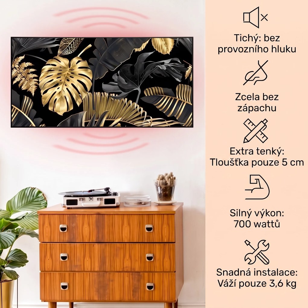 Klarstein Wonderwall Air Art Smart, infračervený ohřívač, 120 x 60 cm, 700 W, černý list