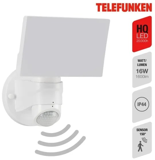 Telefunken 304306TF - LED Venkovní nástěnné svítidlo se senz. LED/16W/230V IP44