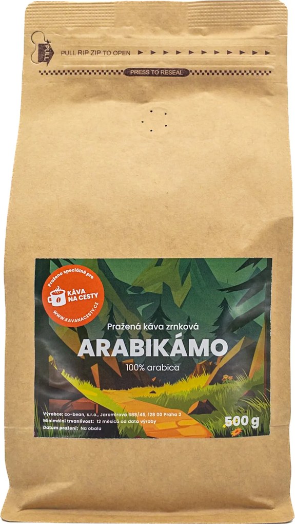 Zrnková káva Káva na cesty Arabikámo 500 g