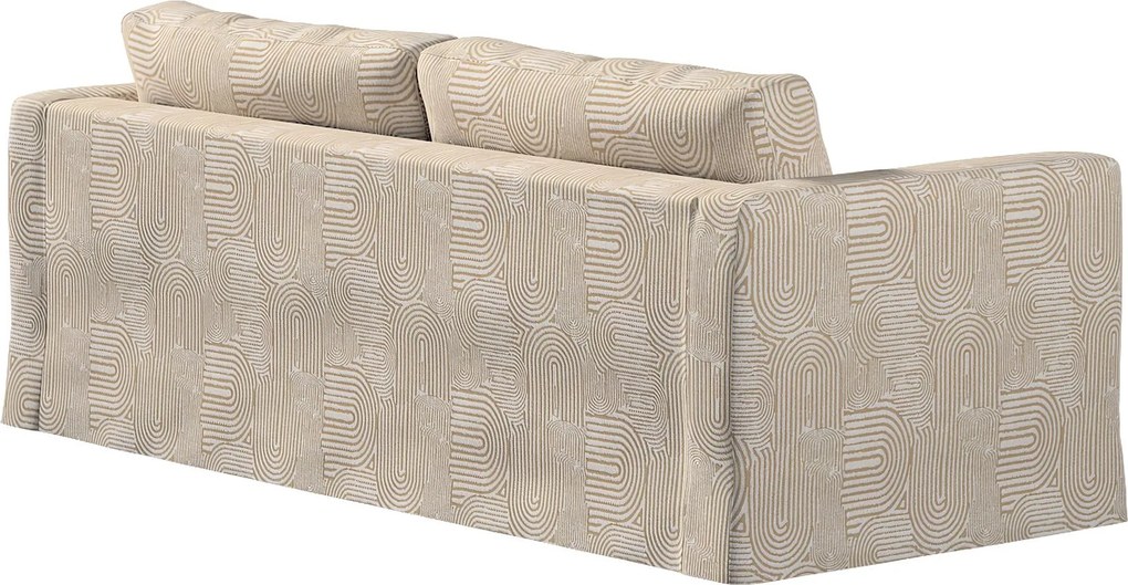 Potah na pohovku IKEA Karlstad 3-místná, nerozkládací, dlouhý barva béžová látka pletený vzor, vzorované