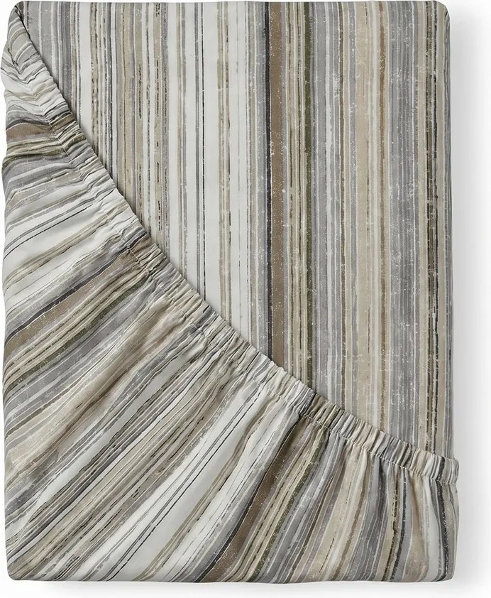 Kvalitex Bavlněné napínací prostěradlo Proužek šedobéžová, 220 x 200 cm
