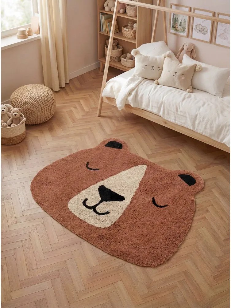 Hnědý pratelný/ručně tkaný bavlněný dětský koberec 101x120 cm Snuggle Benni – Hanse Home