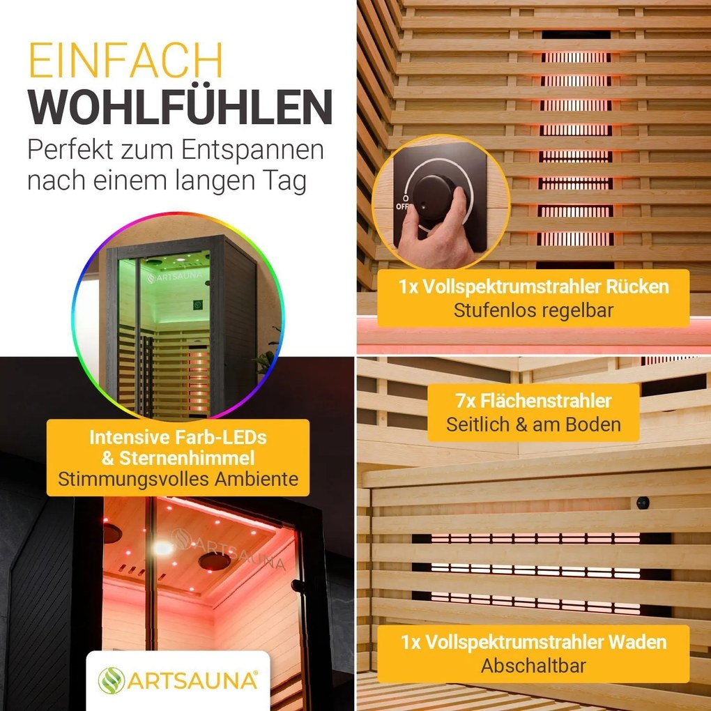 Artsauna Infrasauna Trondheim 90, černá