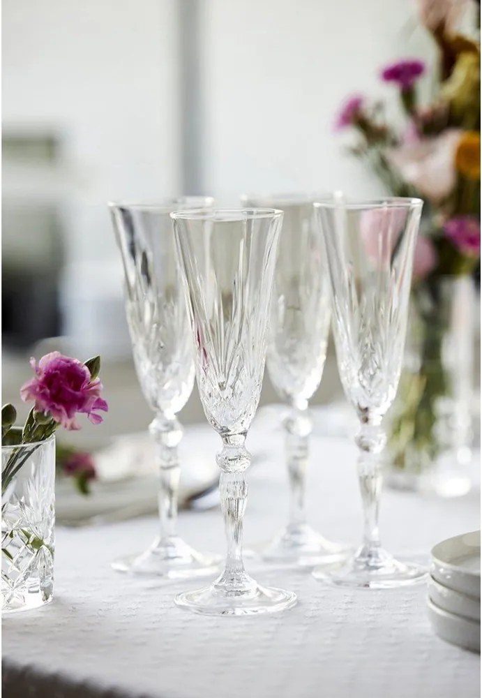Křišťálové skleničky v sadě 4 ks na sekt 160 ml Melodia – Lyngby Glas