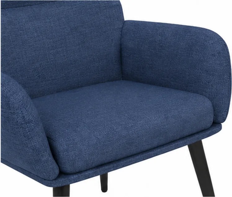 relaxační křeslo, odpočinkové, dřevo/kov/textil, 96x68x79 cm, nohy černé/modrá, Dekorino KR20260058