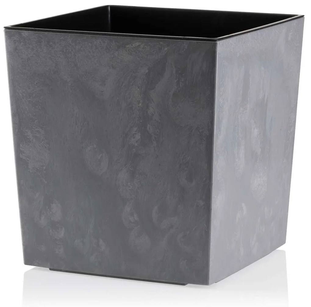 PLASTOVÝ KVĚTINÁČ FLORE 25X25 CM IMITACE BETONU ŠEDÁ