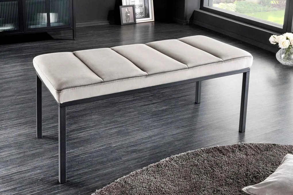 Designová lavice Bailey 80 cm světle šedý samet