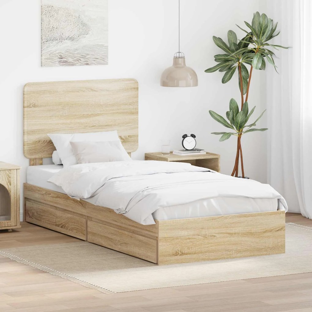 Postel s úložným prostorem se zásuvkou Sonoma dub 100 x 200 cm 3412716