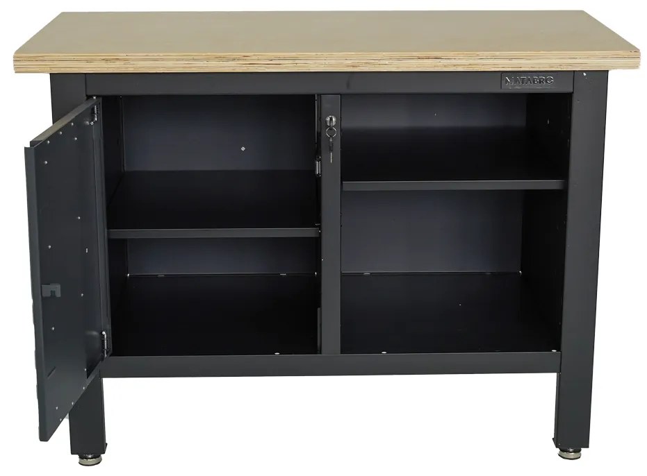 Pracovní dílenský stůl Matabro MB-TSK5410-L | 1 skříňka | 1 police | 1200 x 600 x 860 - 900 mm