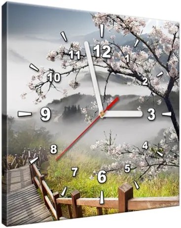 Tištěný obraz s hodinami Kvetoucí višeň 30x30cm ZP1207A_1AI