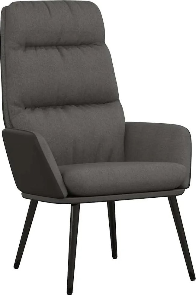 Relaxační křeslo se stoličkou tmavě šedé textil a umělá kůže 3097507