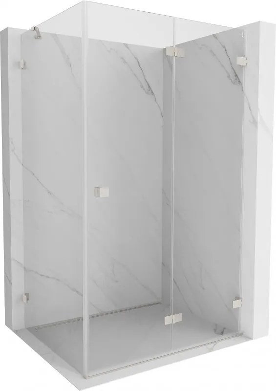 Mexen Lunar-F, sklápěcí sprchový kout pravý 100 x 90 cm, 8mm čiré sklo, ocelový profil, 836-100-090-97-00-P