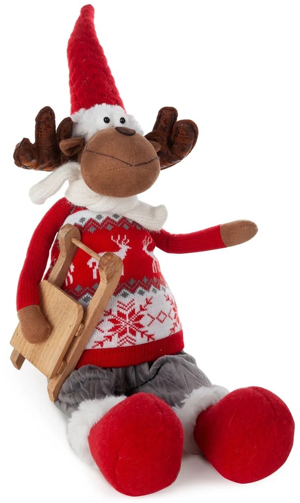 VÁNOČNÍ DEKORAČNÍ FIGURKA REINDEER 62 CM VÍCEBAREVNÁ