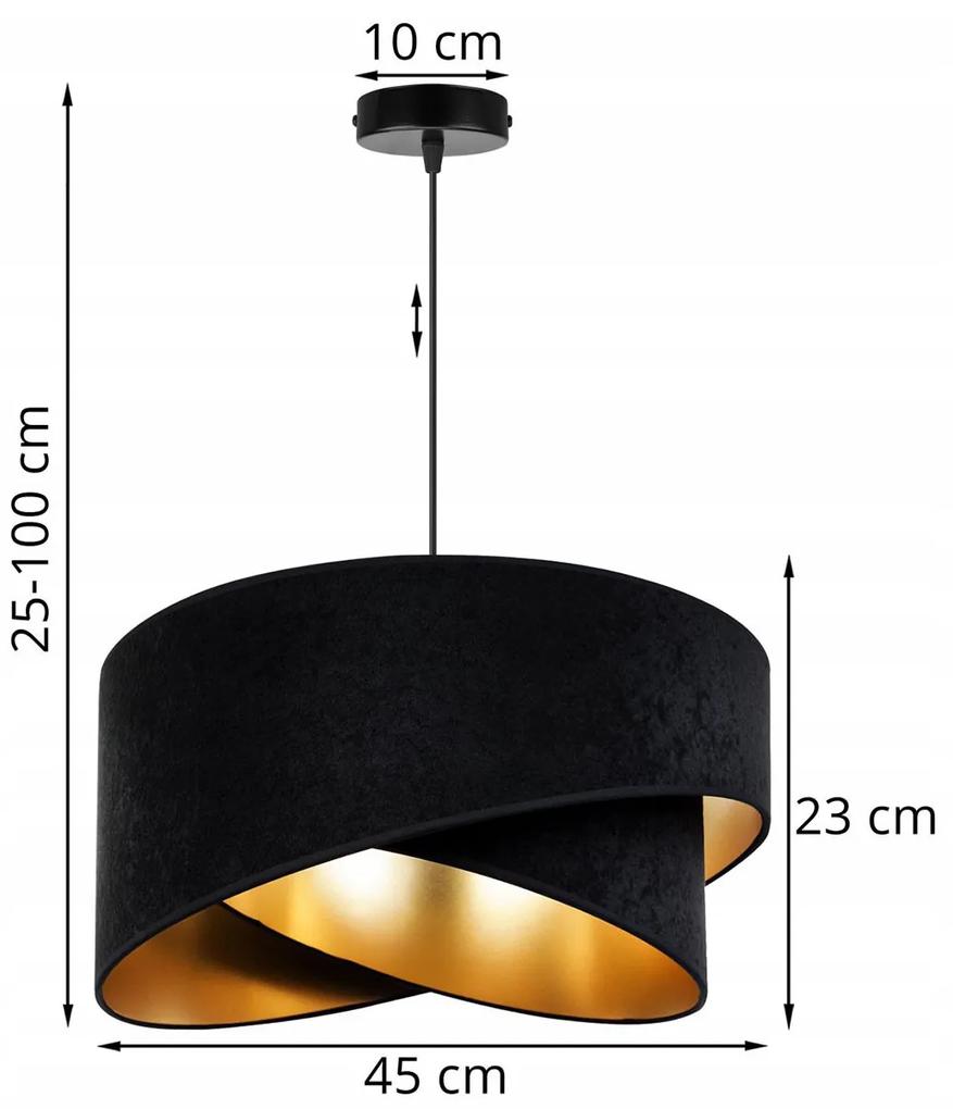 Závěsné svítidlo MEDIOLAN, 1x černé/zlaté textilní stínítko
