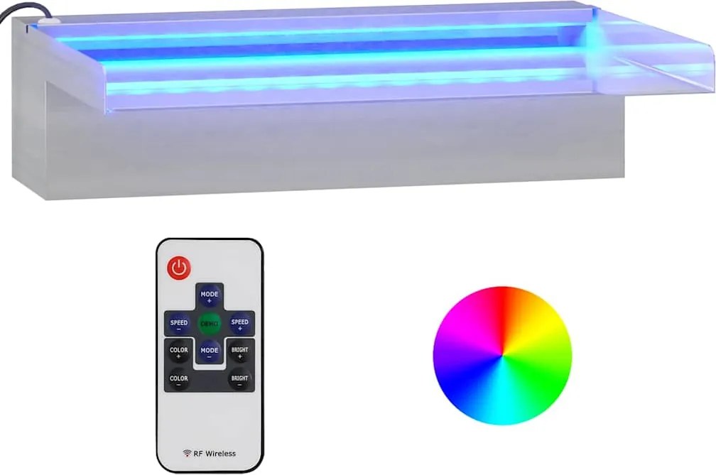 Přelivový vodopád s RGB LED osvětlením nerezová ocel 30 cm 151408