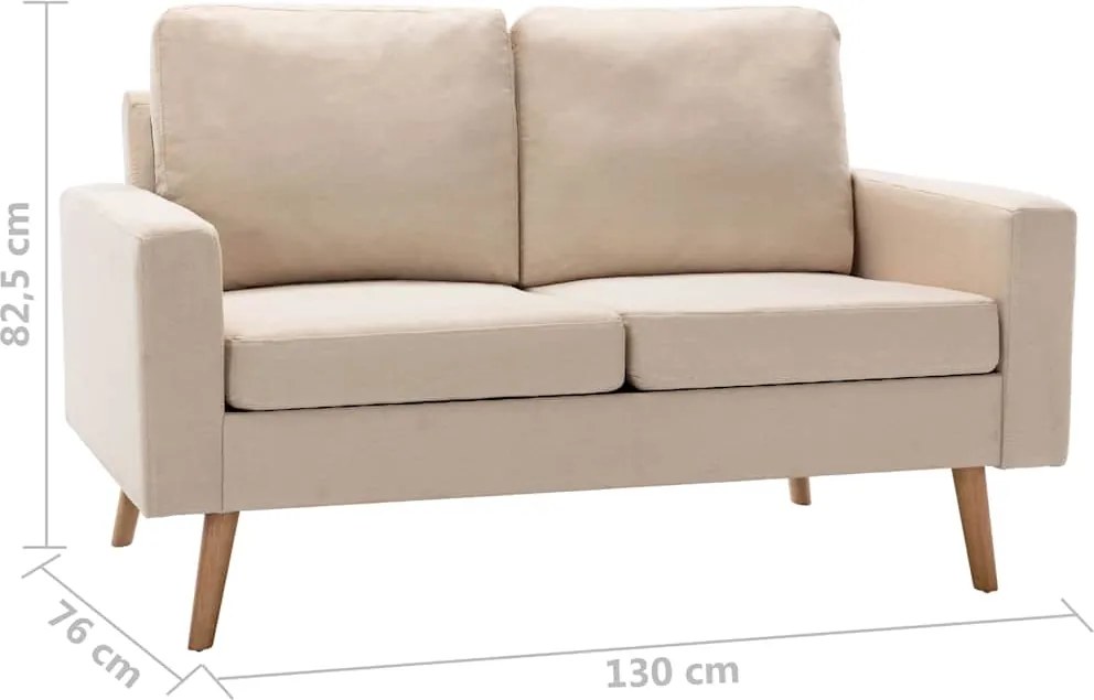 2místná pohovka krémová textil 288706