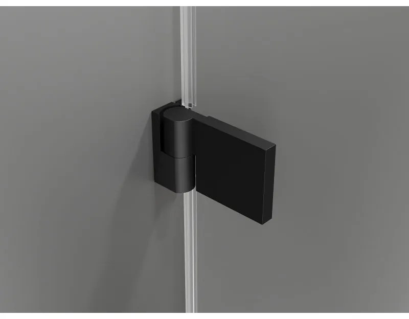 Mexen Lunar-B L pravý výklopný sprchový kout 80 x 80 cm, čiré sklo, černá matná, 832L-080-080-70-00-P