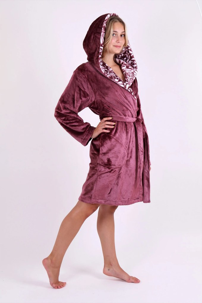 Krátký dámský župan Flora mauve wine 48 56 4853 - L
