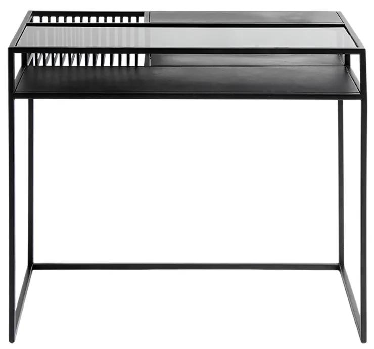 Muubs Kovový psací stůl se skleněnou deskou DENVER, černý