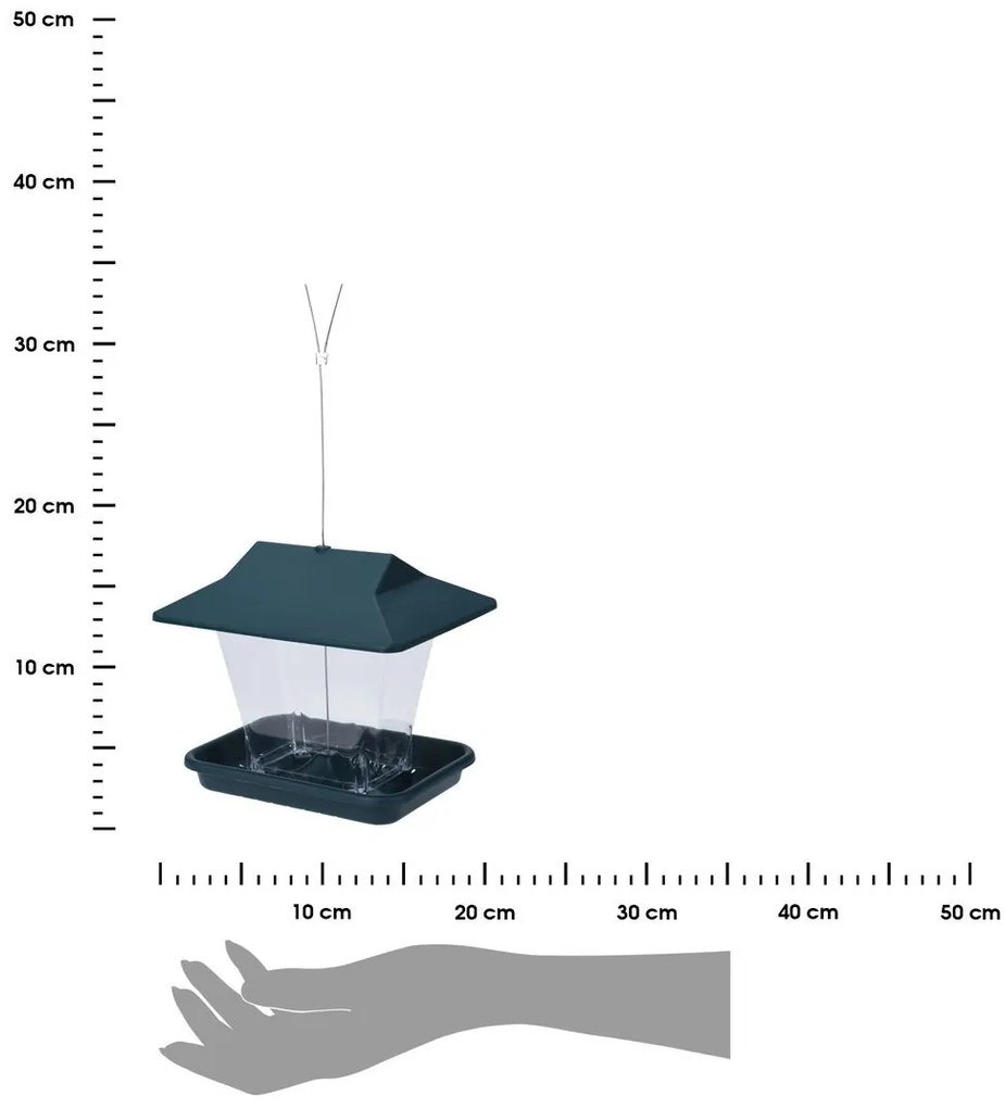 Závěsné krmítko pro ptáky Harry, 18x20x14 cm, plast, zelená