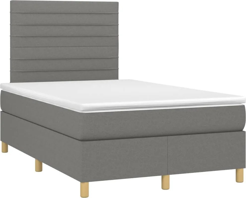 vidaXL Box spring postel s matrací a LED 120 x 200 cm textil [3135504] Barva: tmavě hnědá