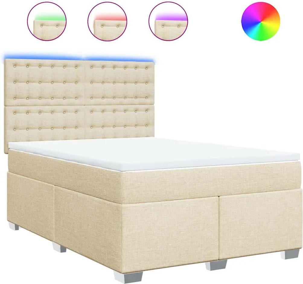 Box spring postel s matrací krémová 140x190 cm textil 3292802