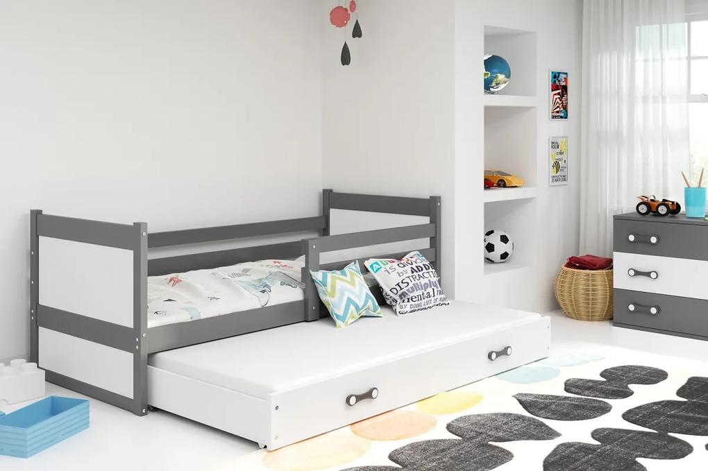 BMS Group Dětská postel s výsuvnou přistýlkou RICO grafit Velikost postele: 190x80 cm, Barva výplní: Modrá