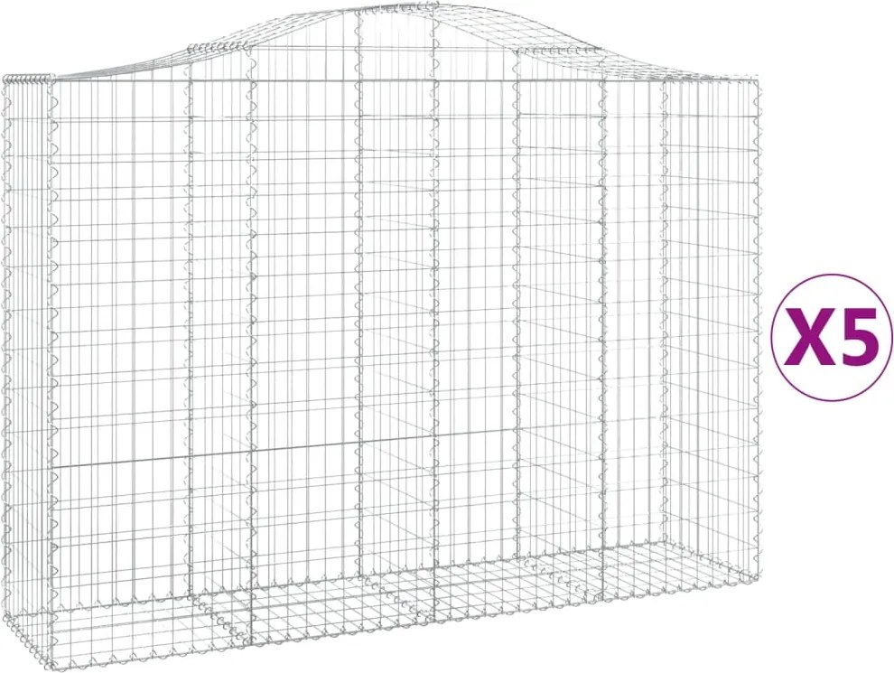 Klenuté gabionové koše 5 ks 200x50x140/160cm pozinkované železo 3145685