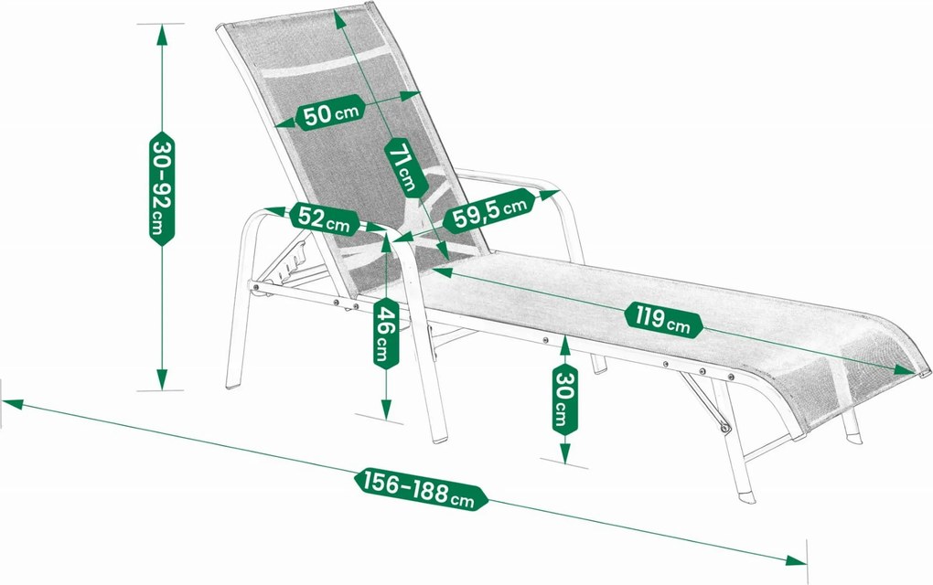 Jumi Zahradní ocelové polohovací lehátko OM-358126 šedé