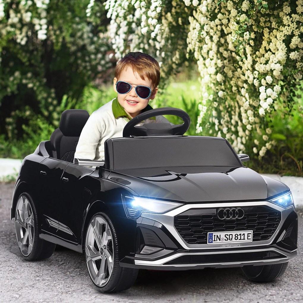 AIYAPLAY Elektrické auto pro děti od 3 let Audi Q8 Etron Sportback 12V s dálkovým ovládáním, pružným odpružením kol, jasnými světly, klaksonem a hudbo
