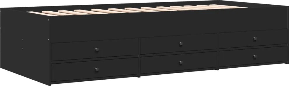 Válenda se zásuvkami bez matrace černá 75 x 190 cm 3280889