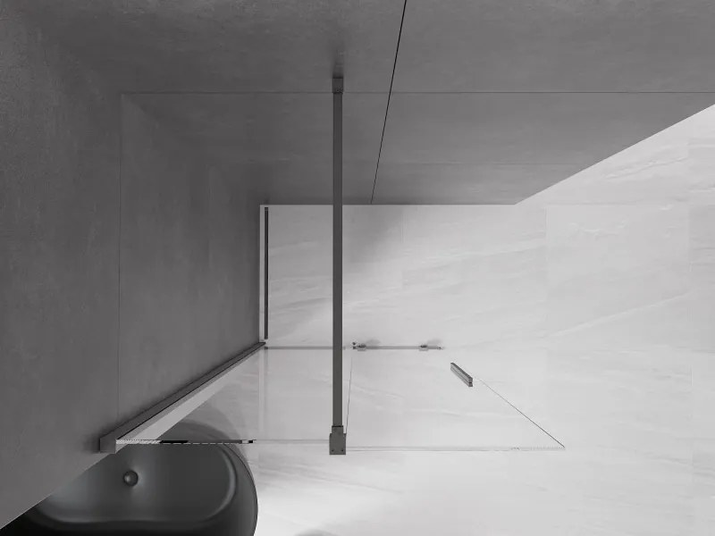 Mexen Velar, posuvné dveře do otvoru typ Walk-In 100 cm, 8mm čiré sklo, grafitová matná, 871-100-000-03-66