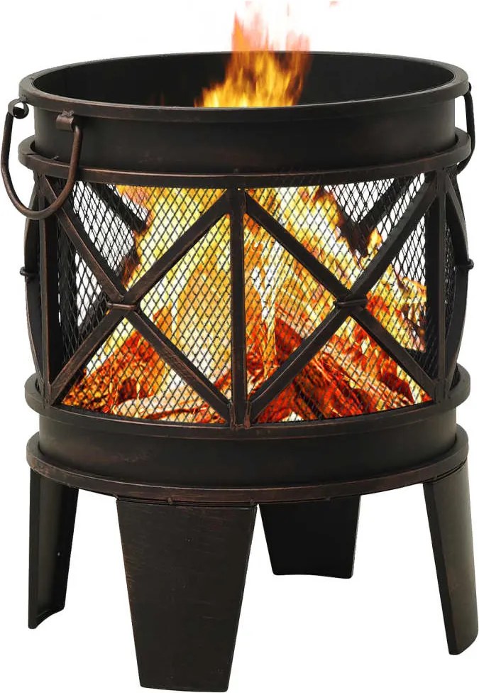 vidaXL Marketos Rustikální přenosné ohniště s pohrabáčem Φ 42 x 54 cm ocel