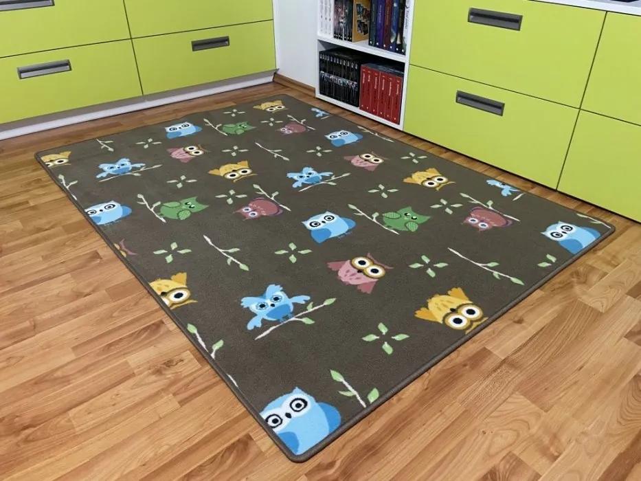 Vopi Dětský koberec Sovička SILK 5258 hnědá 133 x 165 cm