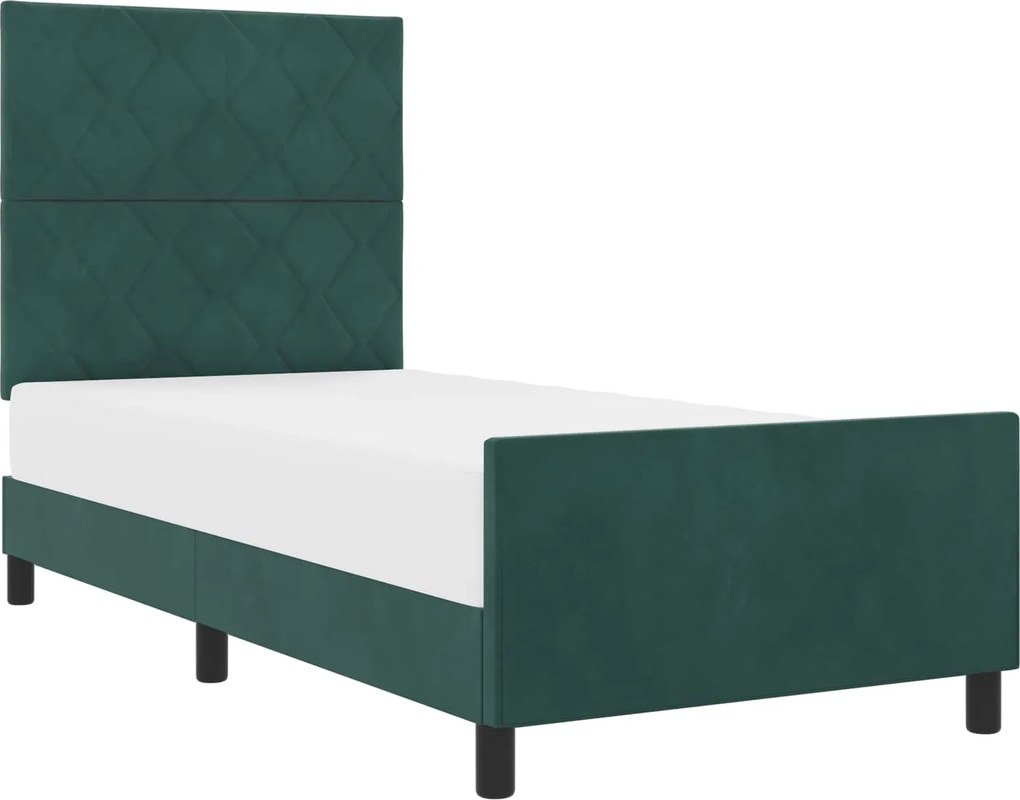 Postel s boxspringem s čelo Tmavě zelená 100 x 200 cm samet 3344990