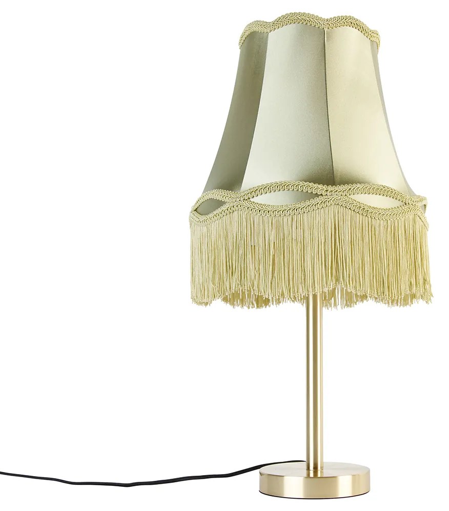 Klasická stolní lampa mosazná s abajurem Granny zelená 30 cm - Simplo Biano.cz