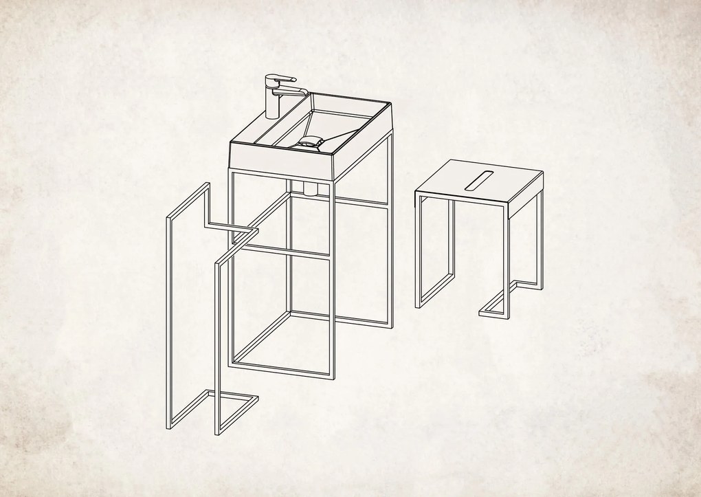 Deante Mokko příslušenství, taburetka-stolek koupelnový, černá matná, ADM_N51T