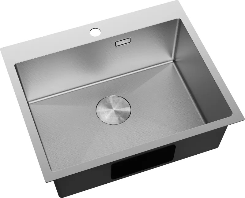 Mexen Solix, 1-komorový nerezový dřez 600 x 500 mm, broušená ocel, vzor voština, 6408601000-01HC