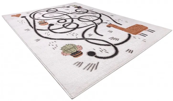 Dywany Łuszczów, Dětský kusový koberec Fun Game llama cream, 160x220, bílá, dětský pokoj