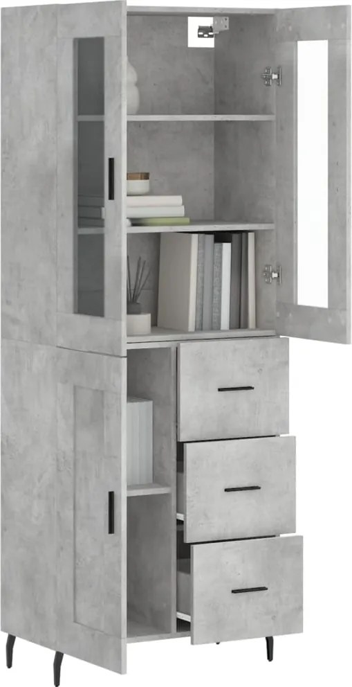 Skříň highboard betonově šedá 69,5x34x180 cm kompozitní dřevo 3198677